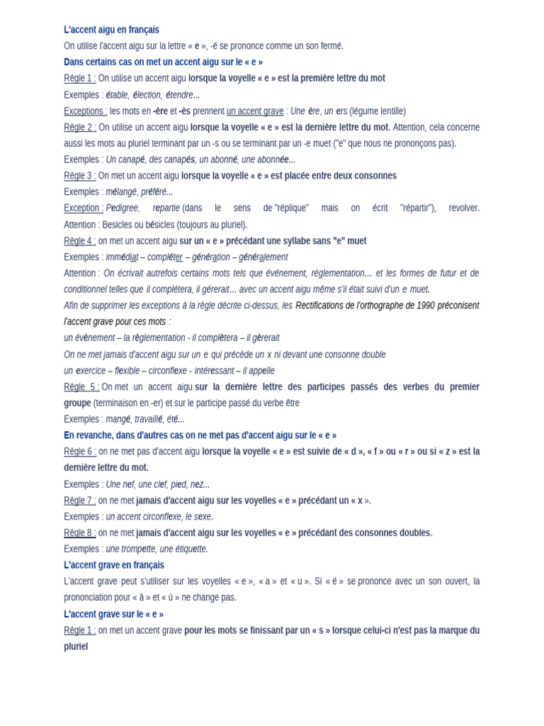 Règles des accents en français | PDF | Accent tonique | Linguistique