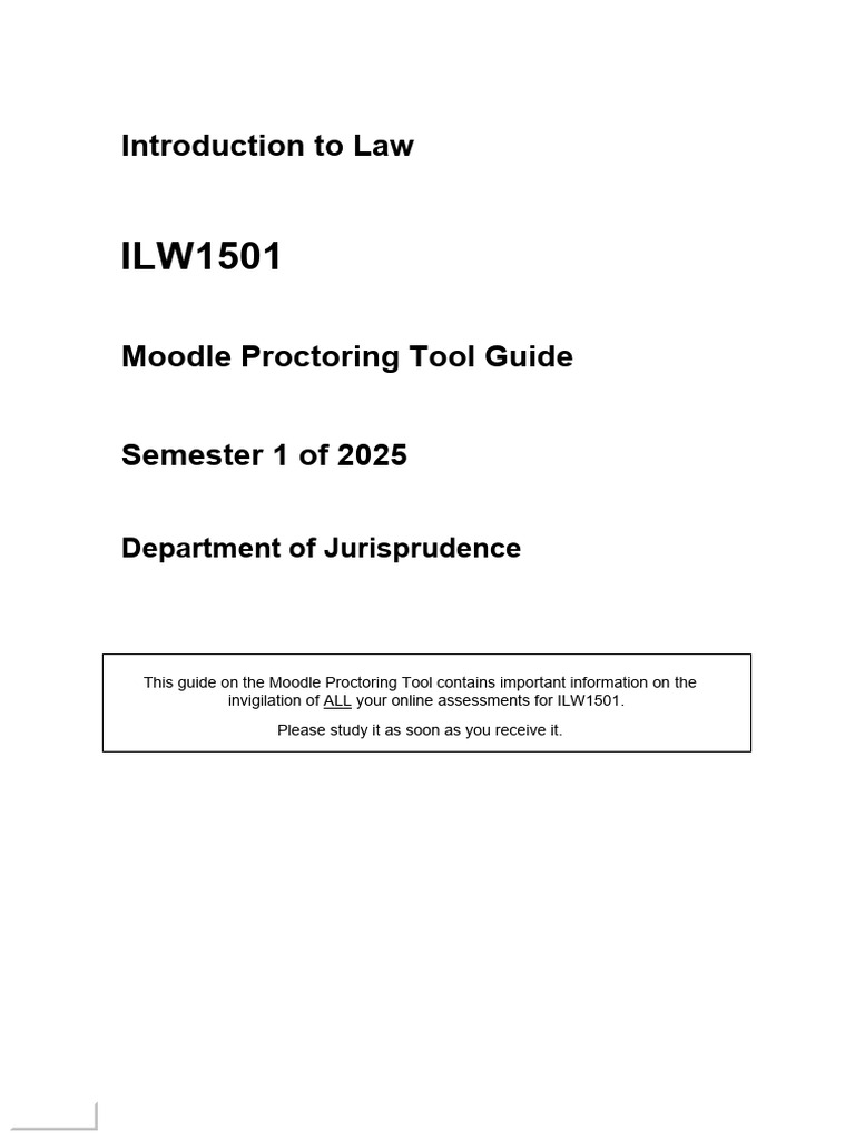 ILW1501 Moodle Proctoring Tool Guide - S1 of 2025 | PDF | Mobile App | Smartphone