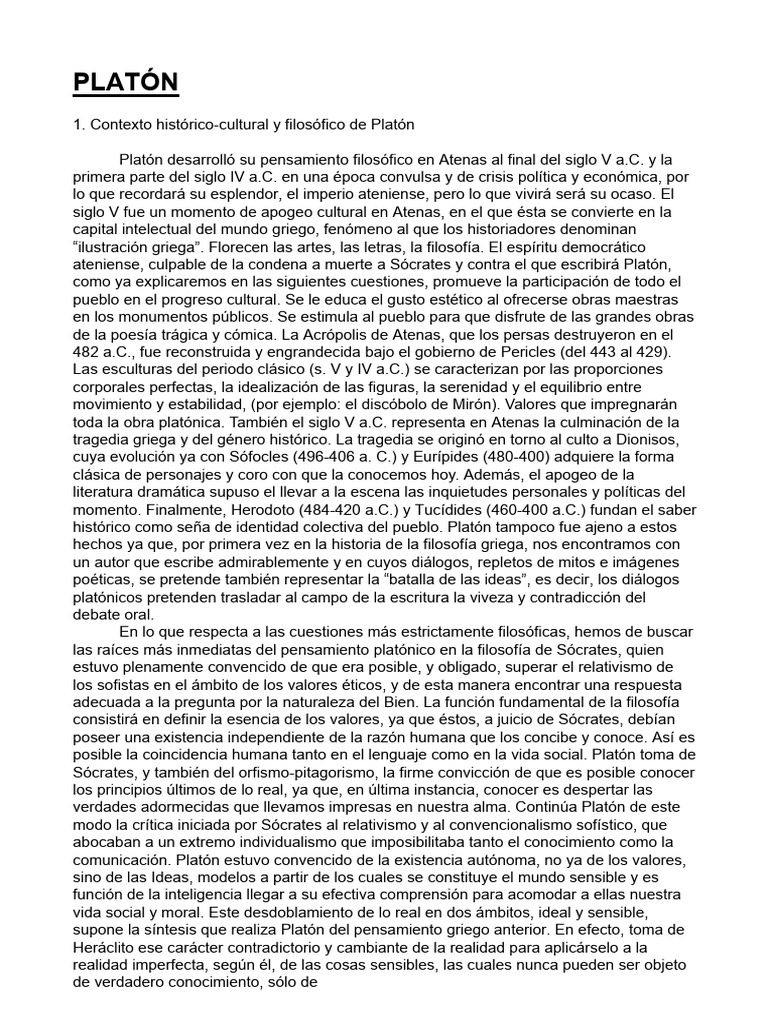 Platón EVAU | PDF | Platón | Conocimiento