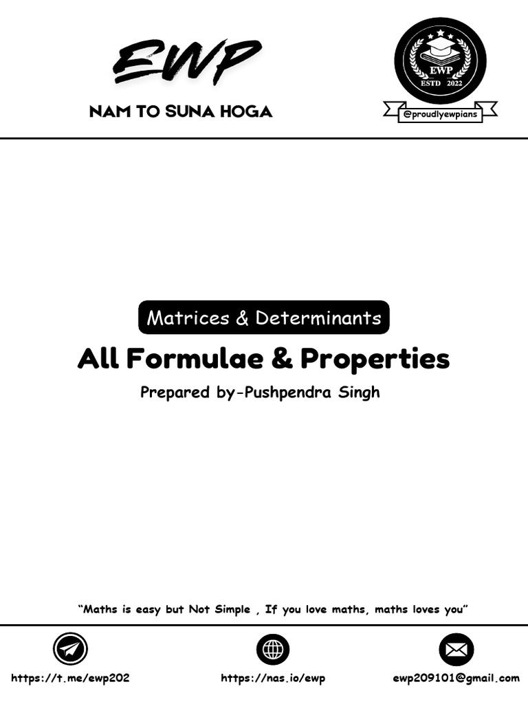 Matrices and Determinants Notes | PDF
