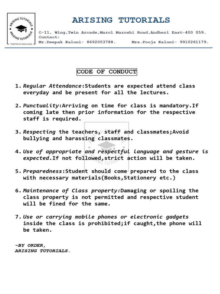 Class Rules For Students | PDF