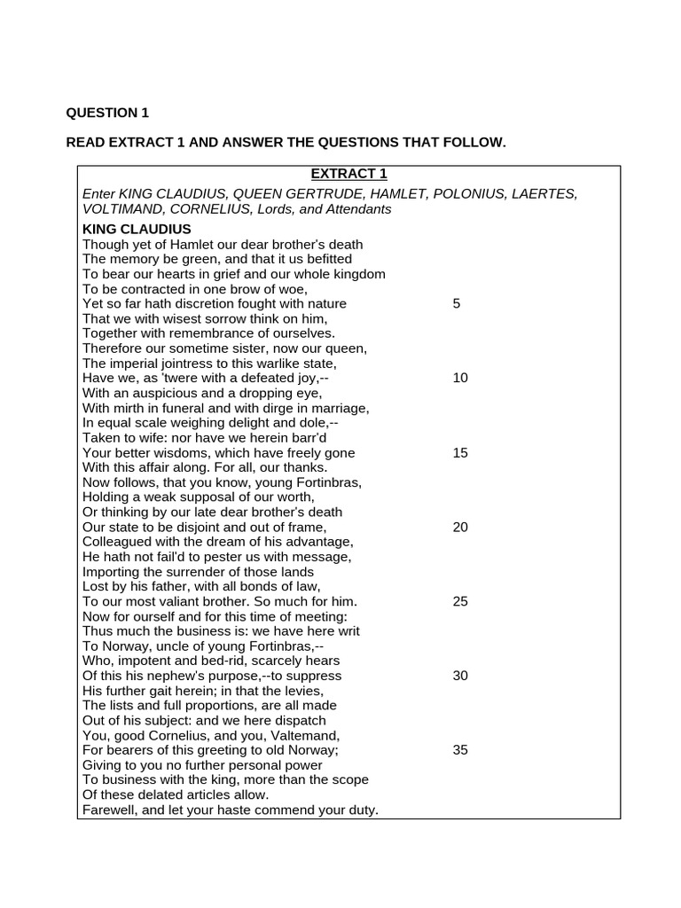 GR 12HL Hamlet Test Final | PDF | Hamlet | Cain And Abel