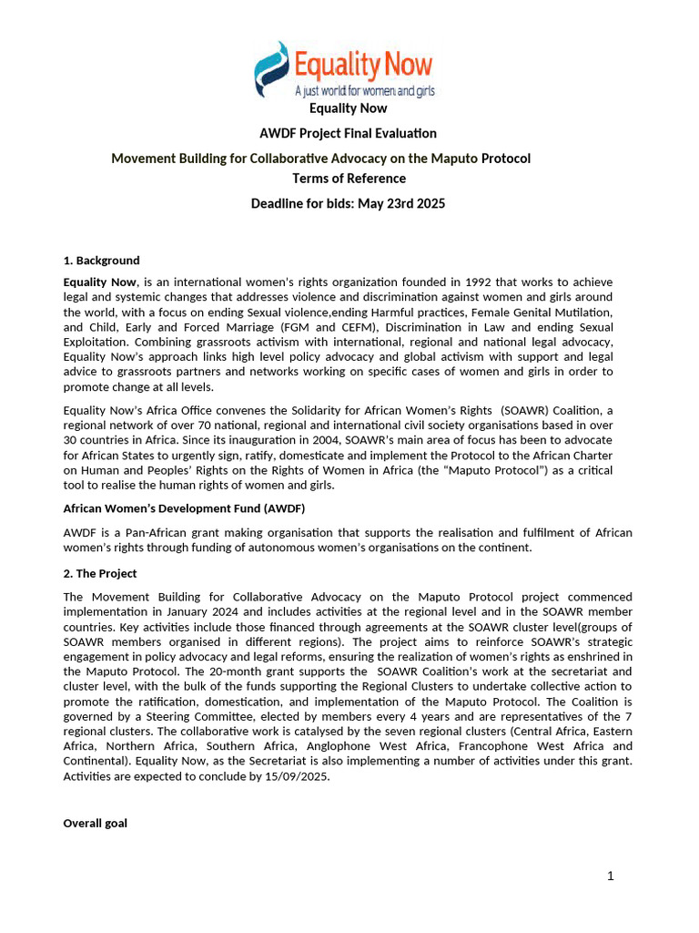 AWDF 2025 Call for Proposals Evaluation | PDF | Gender Equality ...