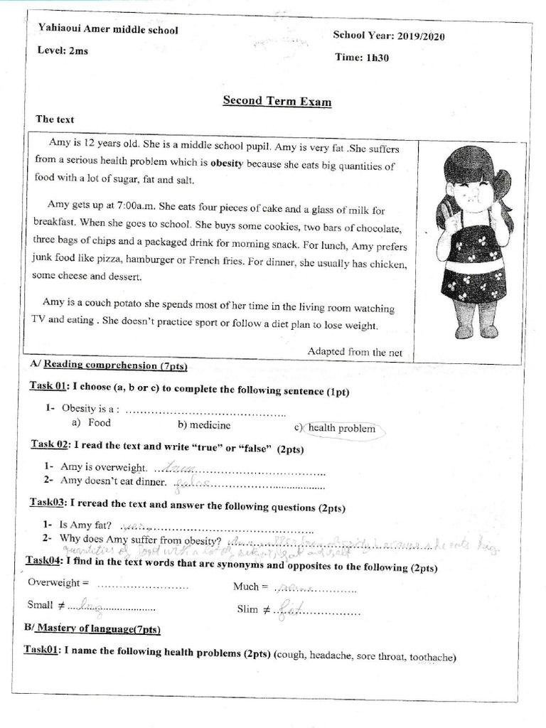 Dzexams 2am Anglais 1349505 | PDF | Eating Behaviors Of Humans | Cuisine