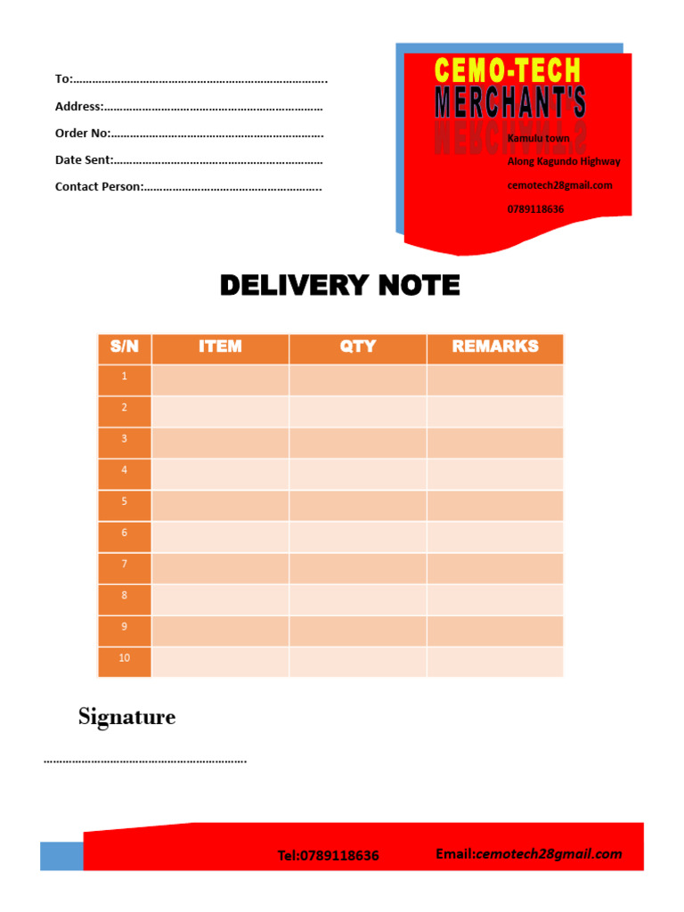 DELIVERY NOTE | PDF