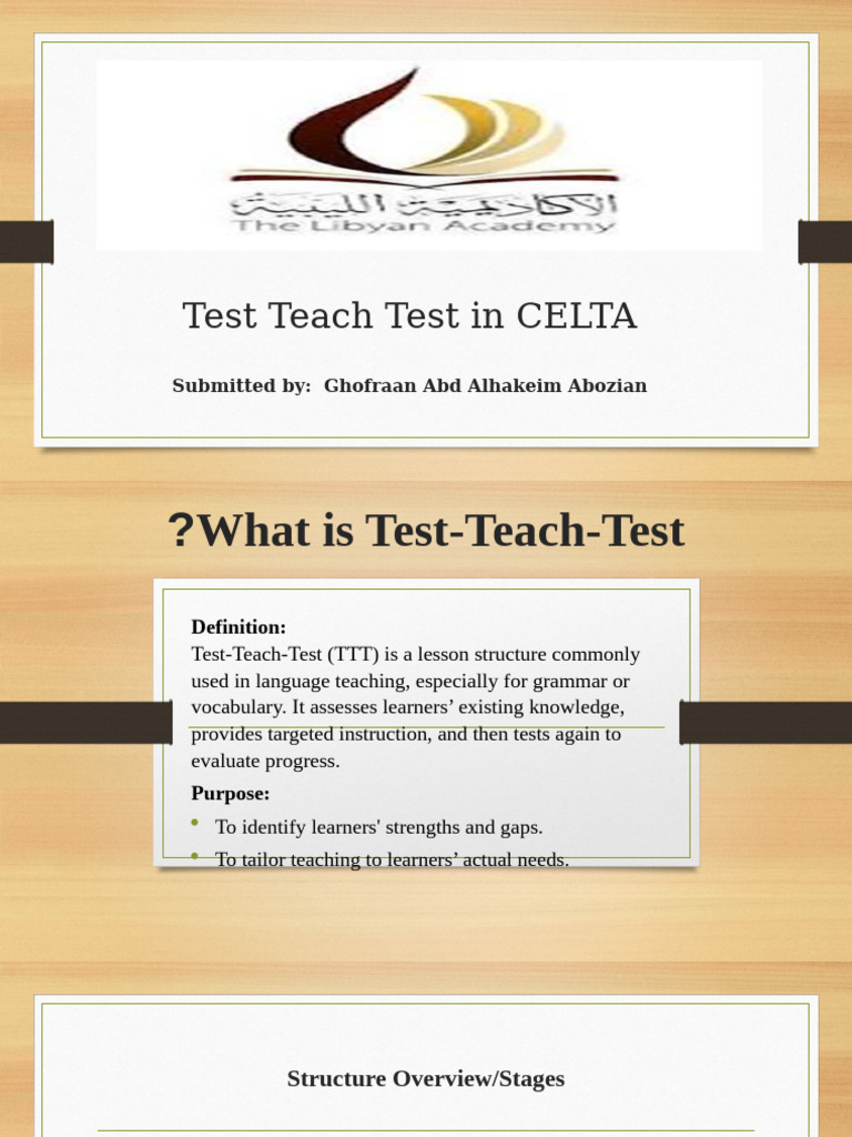Test-Teach-Test Presentation | PDF | Educational Assessment | Human ...