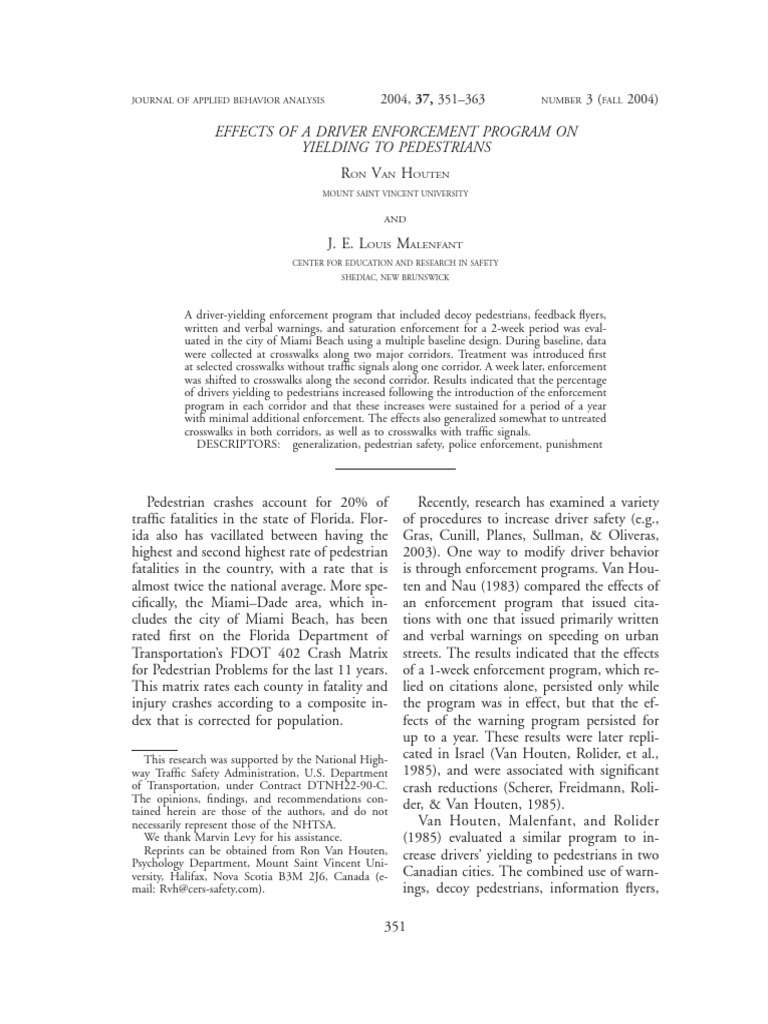 Van Houten & Malenfant 2004 Effects of A Driver Enforcement Program On ...