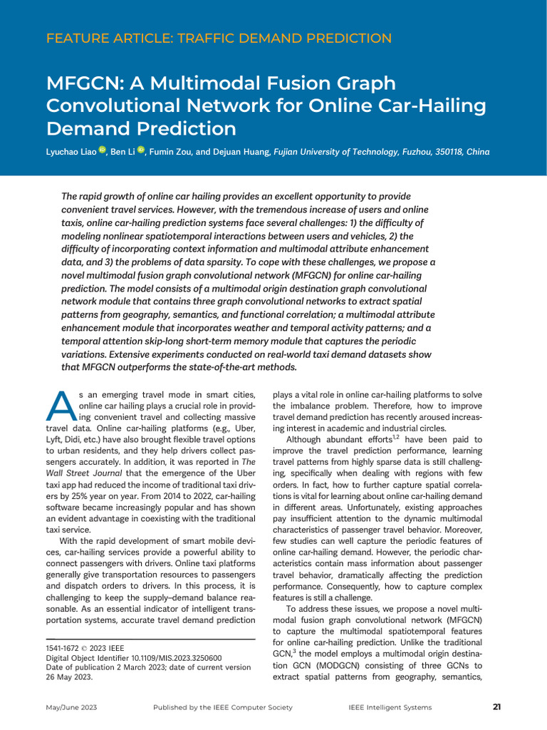 MFGCN a Multimodal Fusion Graph Convolutional Network for Online Car-Hailing Demand Prediction ...