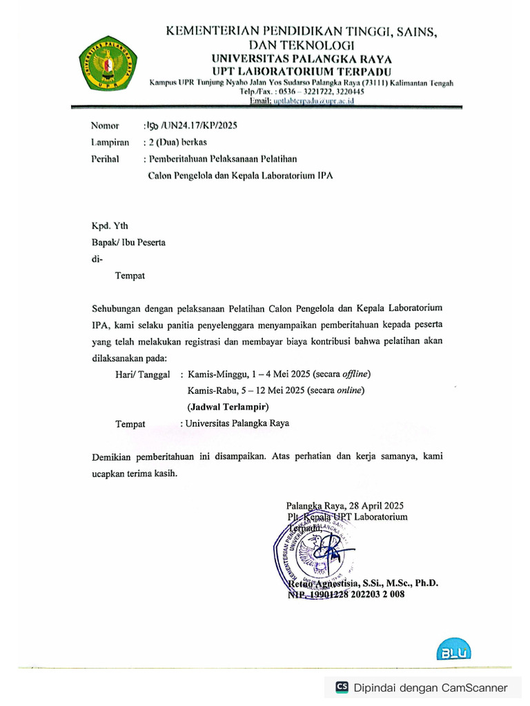 Surat Undangan, Nama, Dan Rundown Kegiatan Pelatihan 2025 | PDF