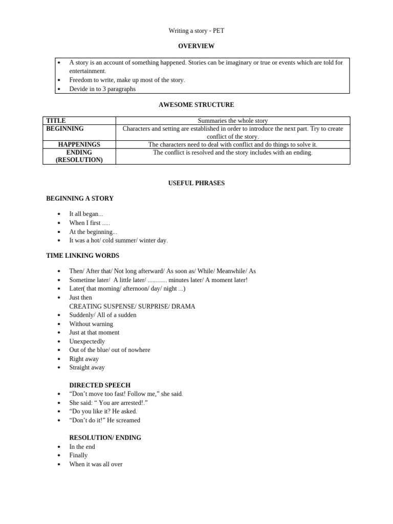 How To Write A Story B1 Story | PDF