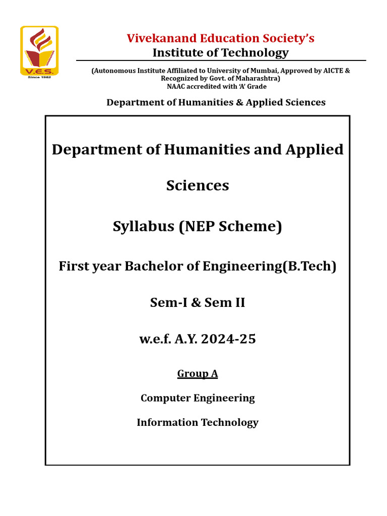 1728888315group A - NEP Syllabus - Sem 1 & Sem 2 - Ver 2 - Updated | PDF | Matrix (Mathematics ...