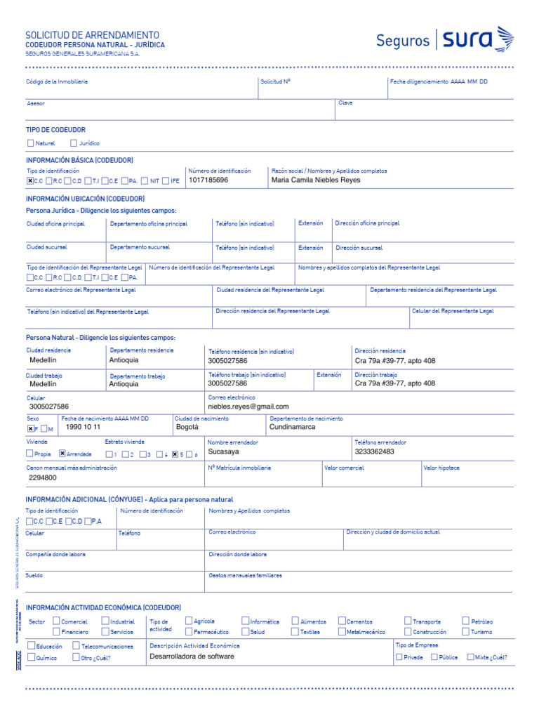 FORMULARIO Solicitud-Codeudor NUEVO | PDF | Seguro