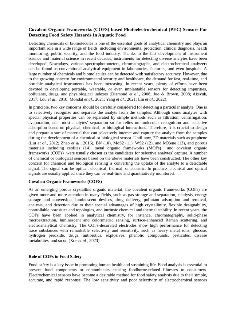 PEC Sensors for Aquatic Food Safety | PDF | Biosensor | Adsorption