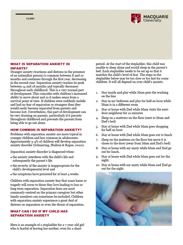 Separation-Anxiety BC0473 V2 Approved RD Edited | PDF | Anxiety | Childhood