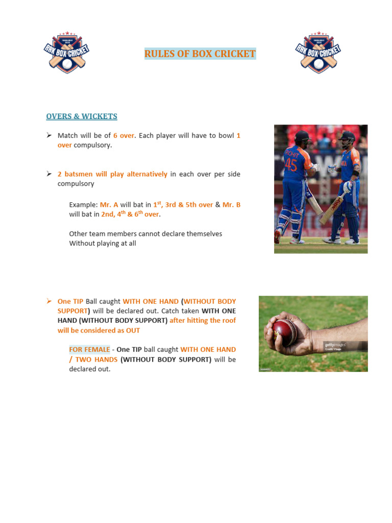Box Cricket Rules | PDF
