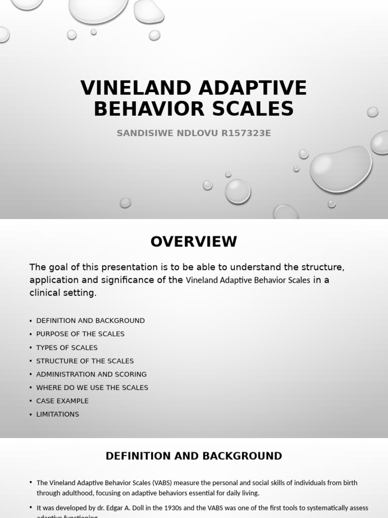 Vineland Adaptive Behavior Scales Overview | PDF | Individualized ...