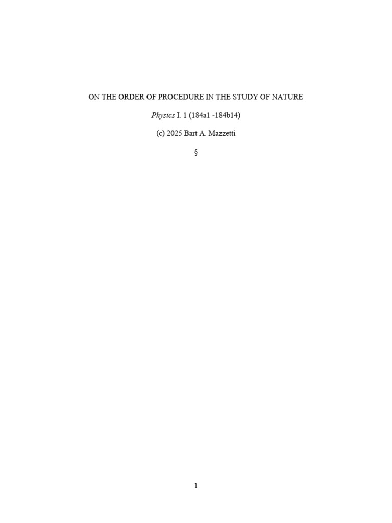 On The Order of Procedure in The Study of Nature | PDF | Knowledge | Nous