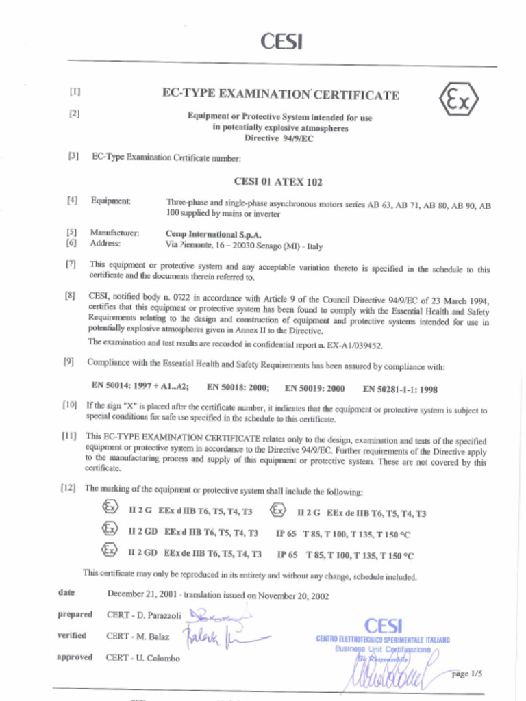 AB 63-100 Cesi - 01 - Atex - 102X - Eng | PDF