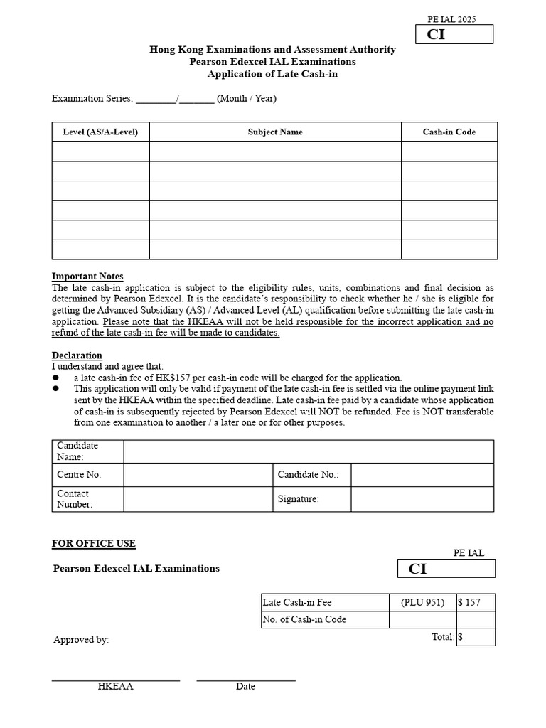 IAL Late Cash In | PDF