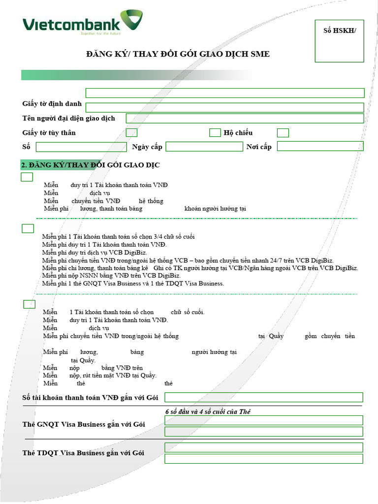 Form Dang Ky Thay Doi Goi GD SME | PDF