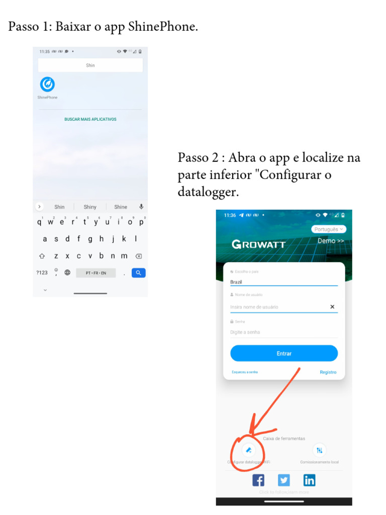 Configuração do Datalogger Growatt | PDF