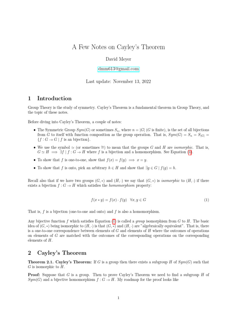 cayleys_theorem | PDF | Group (Mathematics) | Mathematical Objects