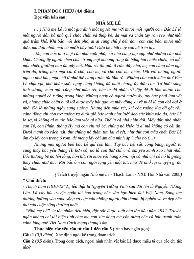 ĐÊ KHẢO SÁT GIỮA HỌC KÌ II VĂN 9 PTNV | PDF