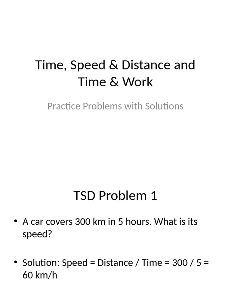 Time Speed Work Problems | PDF