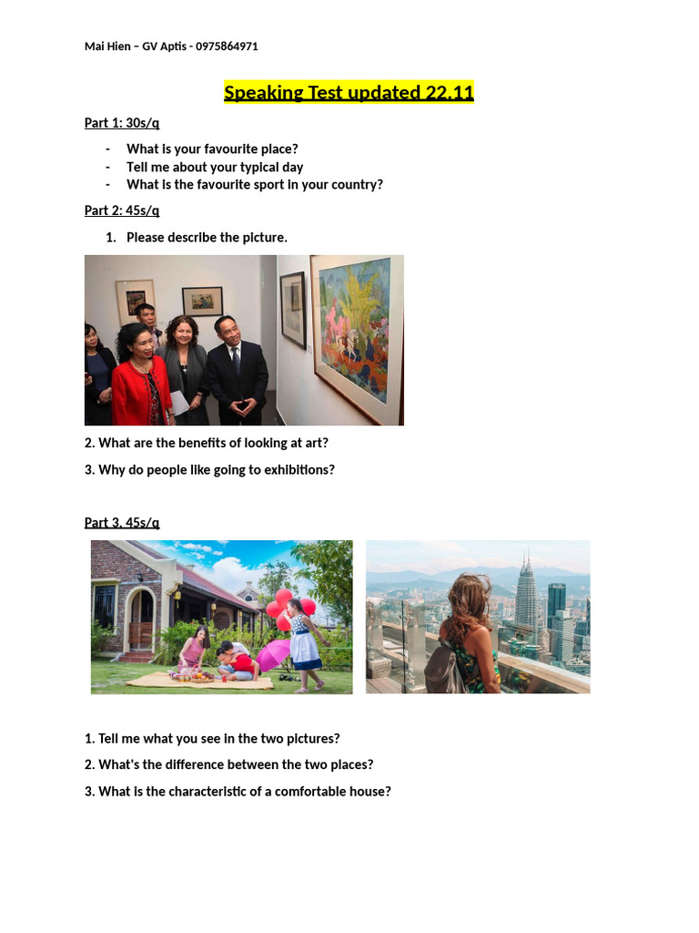 Speaking Test Updated 22 | PDF