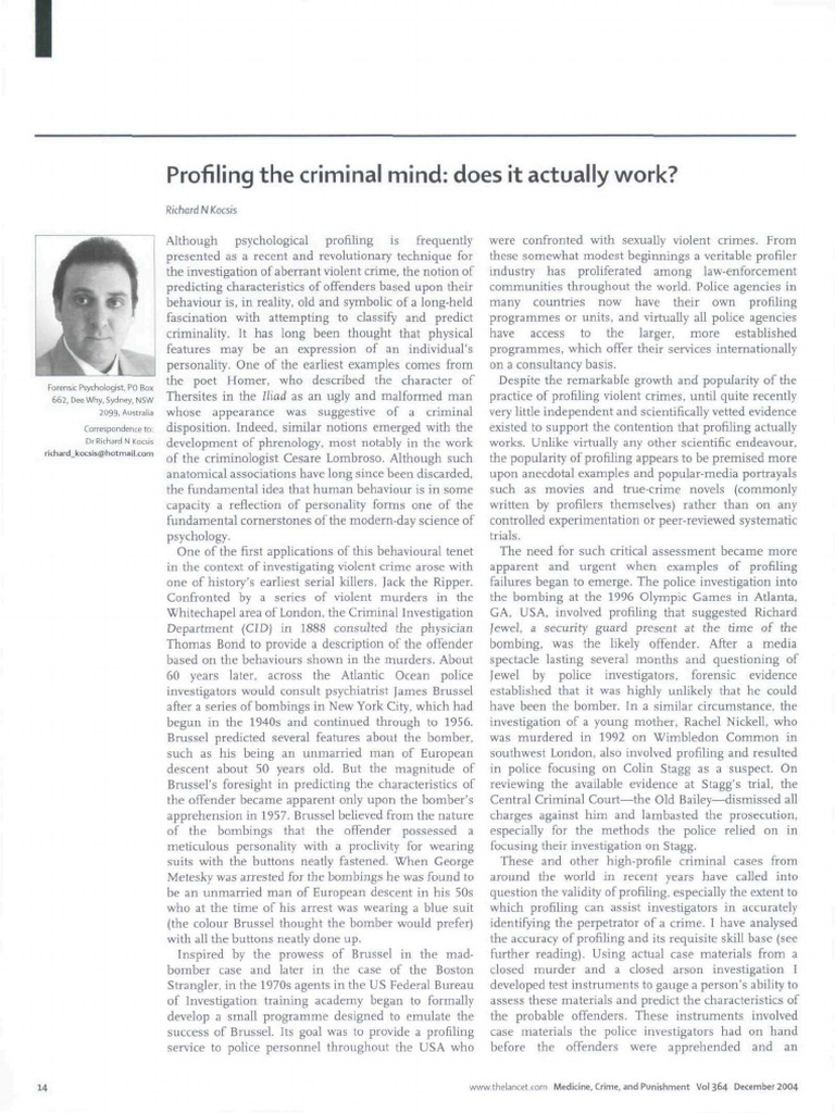 Effectiveness of Criminal Profiling | PDF | Offender Profiling | Legal ...