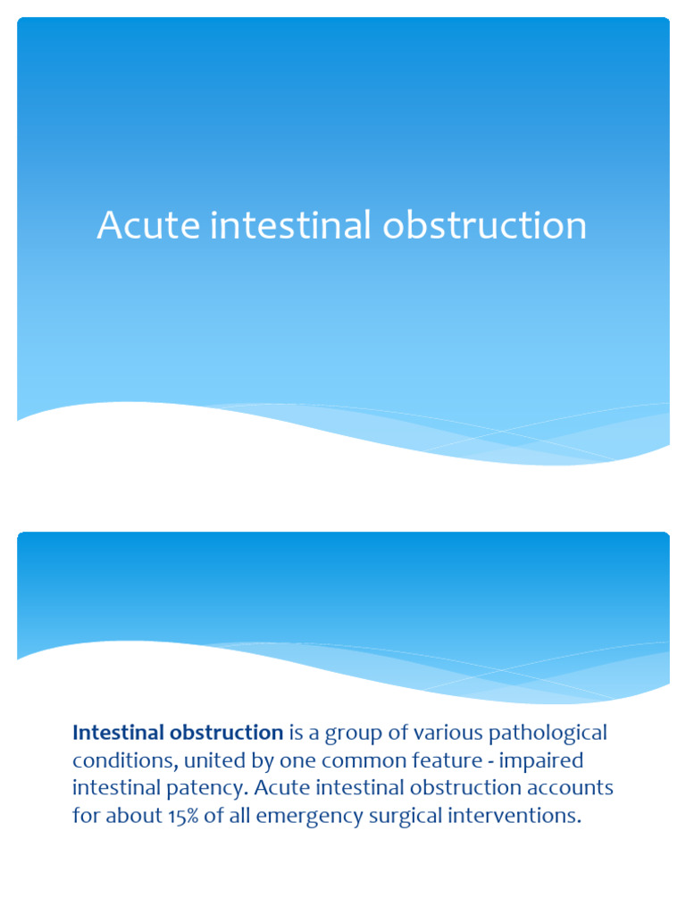 Acute Intestinal Obstruction 2 | PDF | Gastrointestinal Tract | Peritoneum