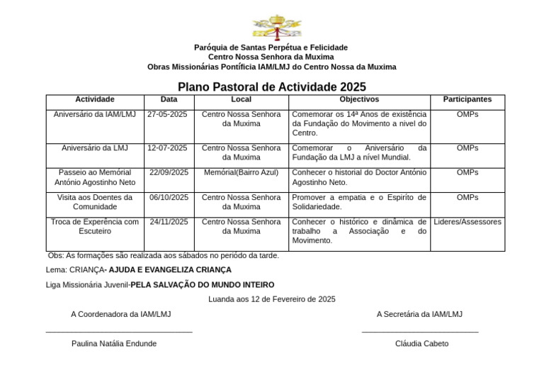 Plano de Actividade 2025 | PDF