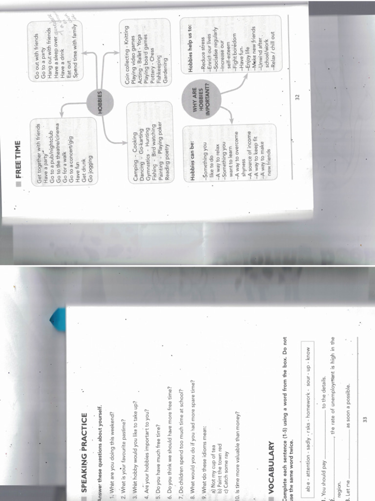 Vocab 1 Free Time and Routines | PDF