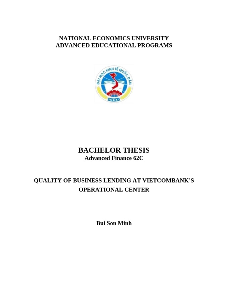 Bui Son Minh's Bachelor Thesis | PDF | Loans | Banks