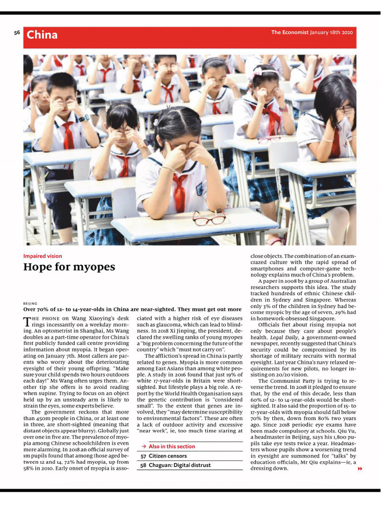 To Deal With Myopia in China | PDF