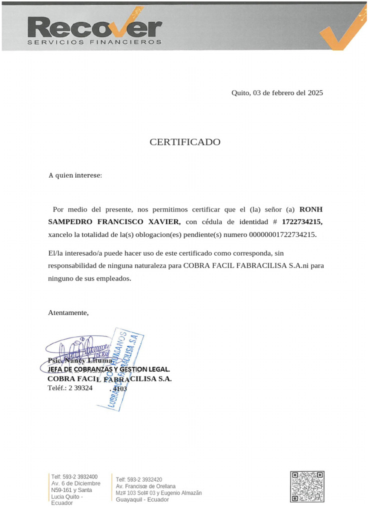 Certificado Ronh Francisco PDF | PDF
