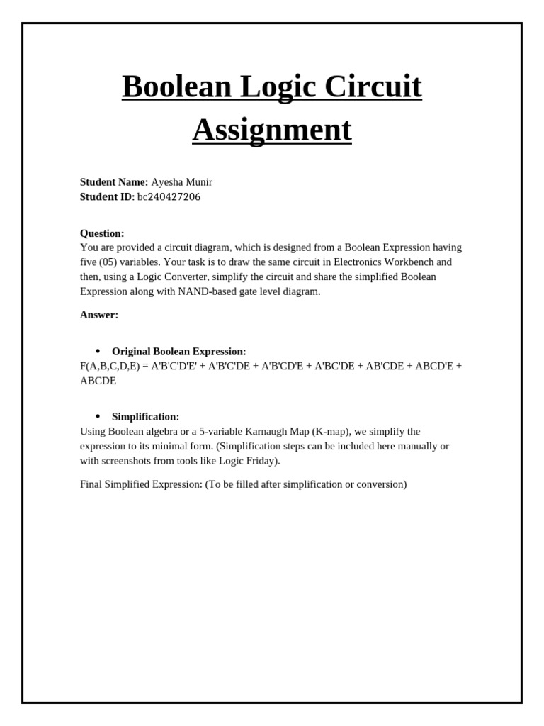 Boolean Logic Assignment | PDF