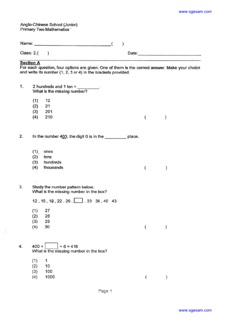 2019-P2-Math-SA2 Review 2-ACS (J) | PDF