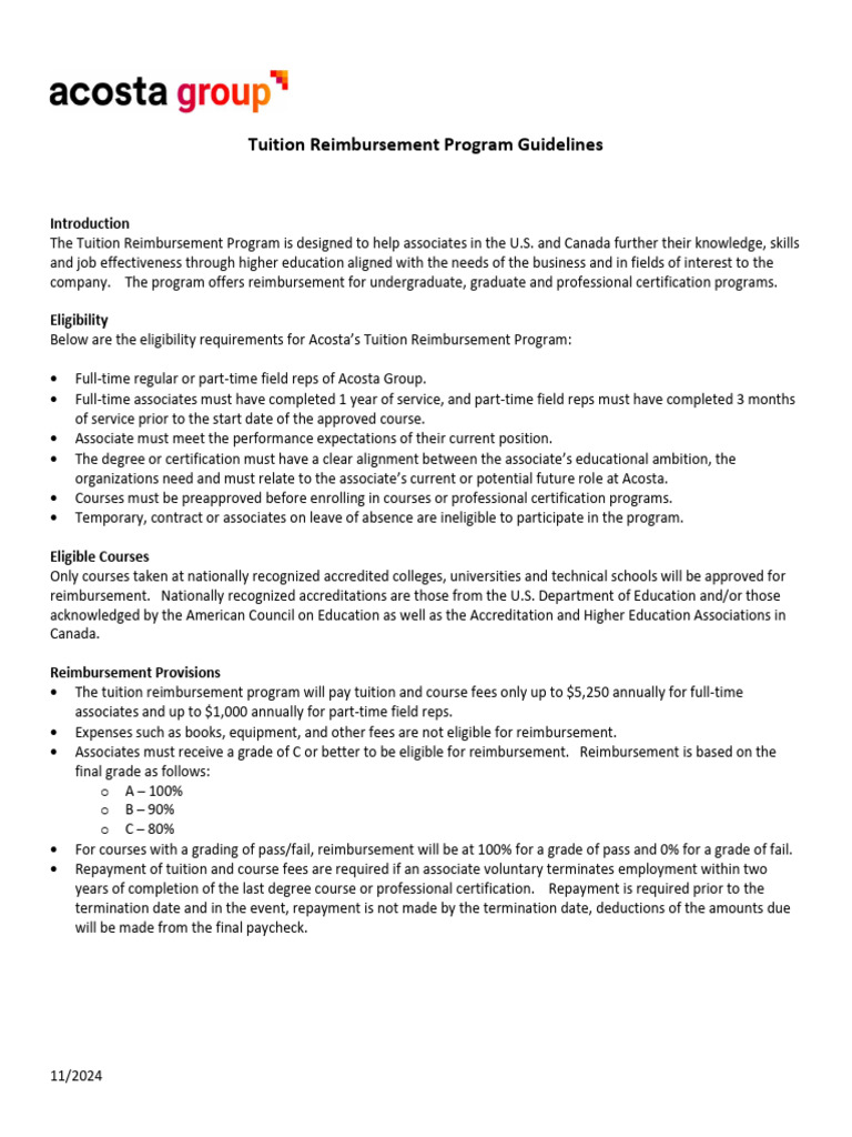 Tuition Reimbursement Program Guidelines | PDF | Tuition Payments | Professional Certification