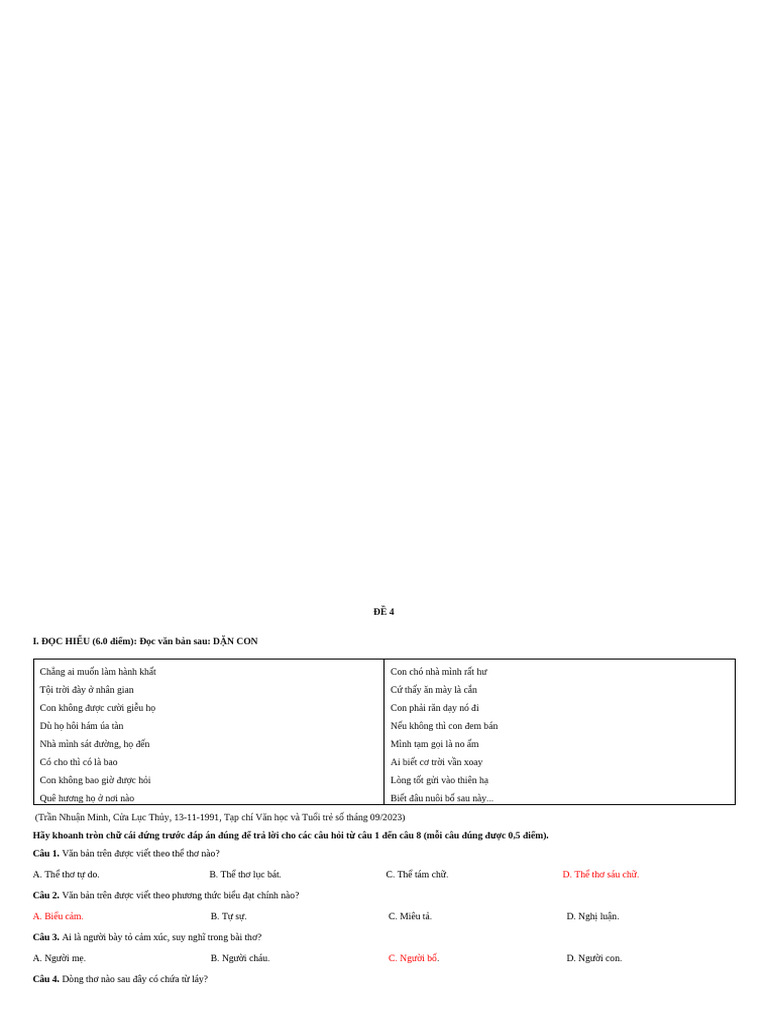 ĐỀ LUYỆN ÔN TẬP HK2 LỚP 6 | PDF