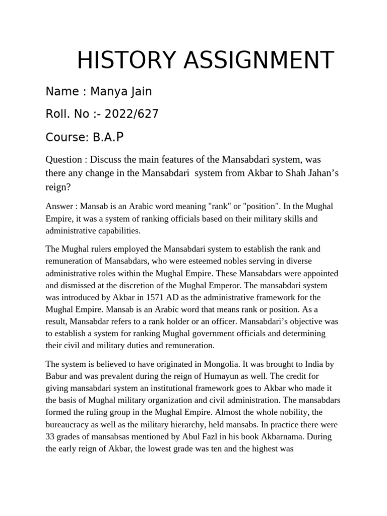 HISTORY ASSIGNMENT Sem 4th | PDF