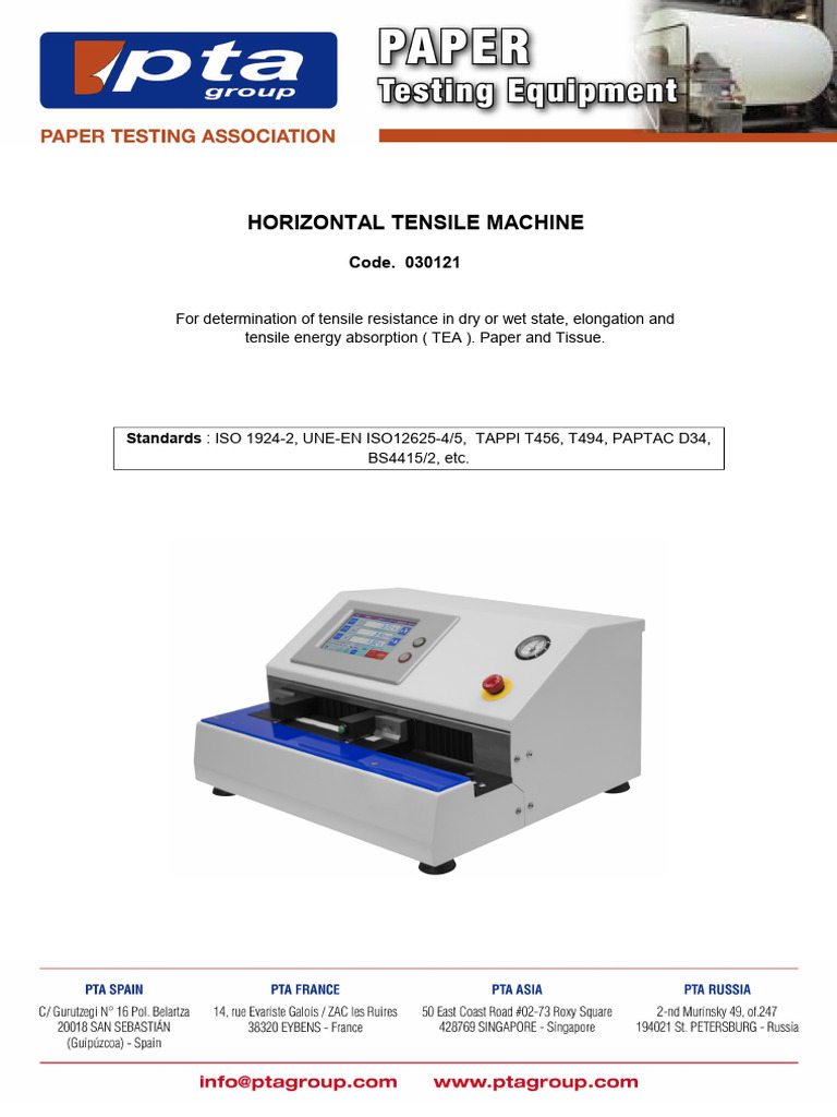 Horizontal Tensile Machine | PDF | Manufactured Goods | Equipment