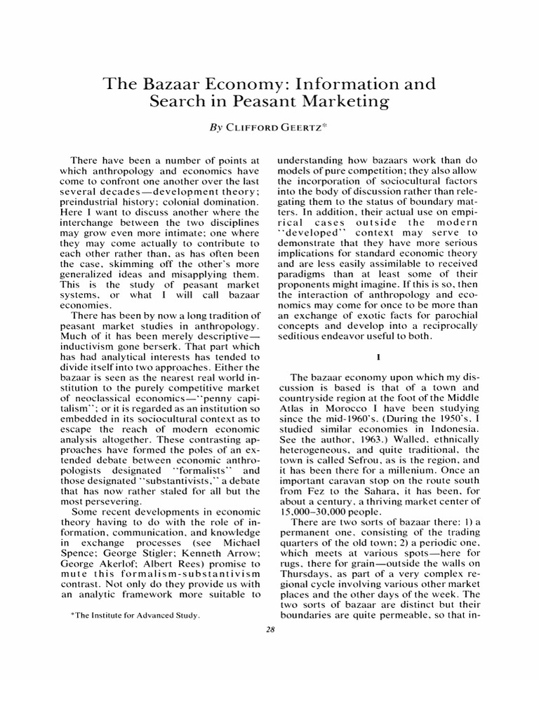 The Bazaar Economy - Information and Search in Peasant Marketing | PDF | Bargaining | Prices