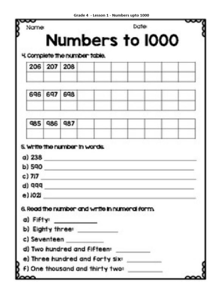Lesson 1 - Numbers | PDF