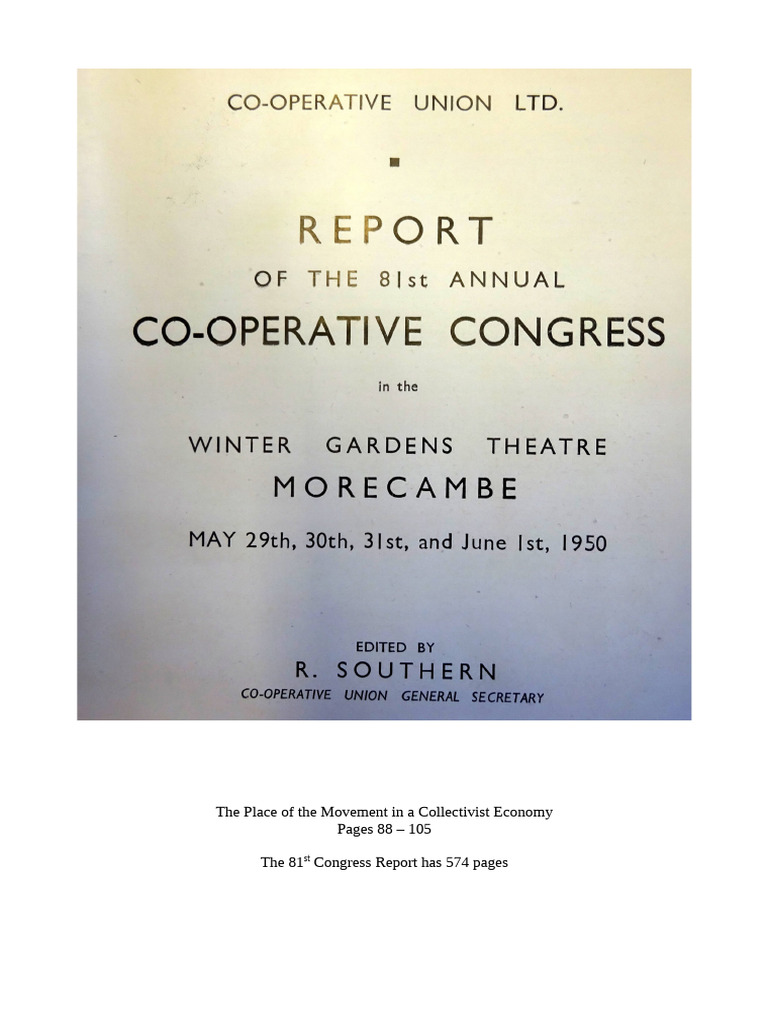 The Co-Operative Movement in A Collectivist Economy | PDF