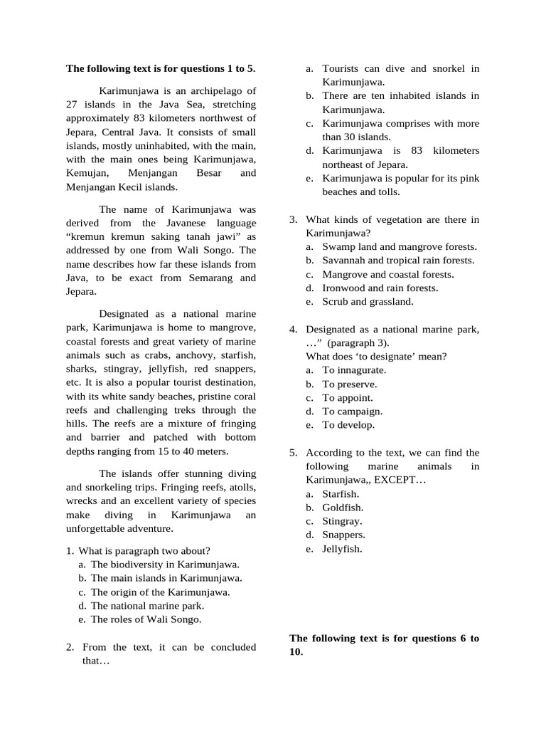 soal descriptive text kls x | PDF | Island | Earth Sciences