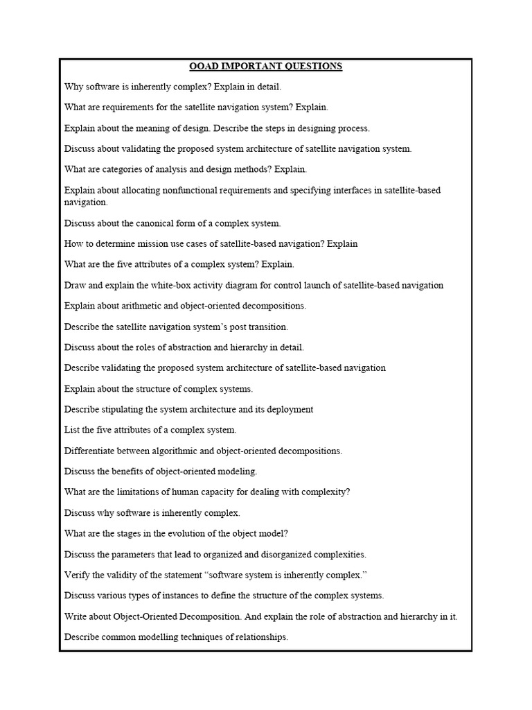Important Questions of OOAD | PDF | Use Case | Class (Computer Programming)