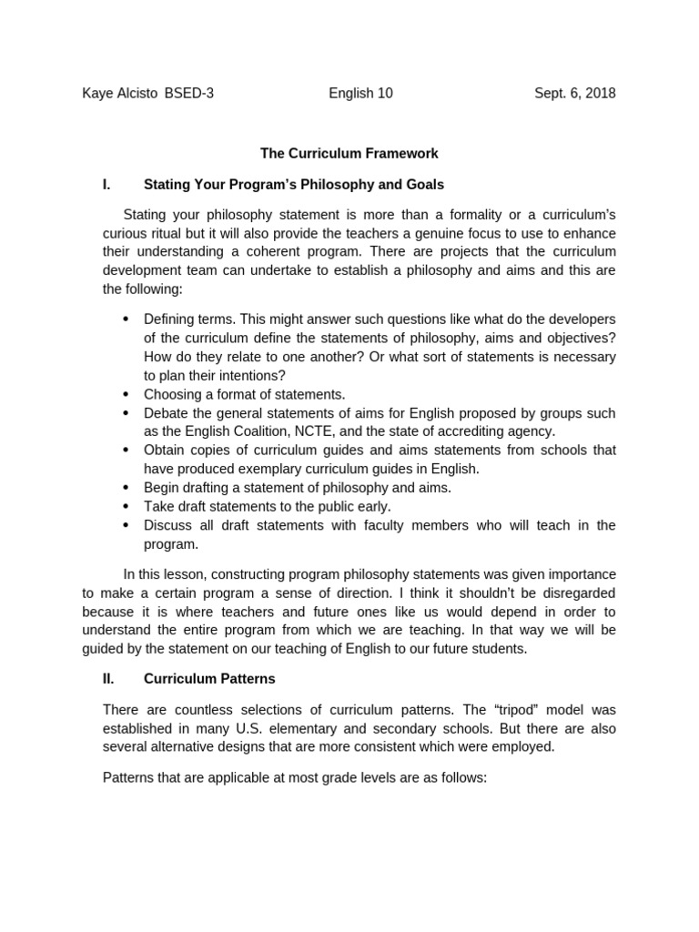 The Curriculum Framework | PDF | English Studies | Curriculum