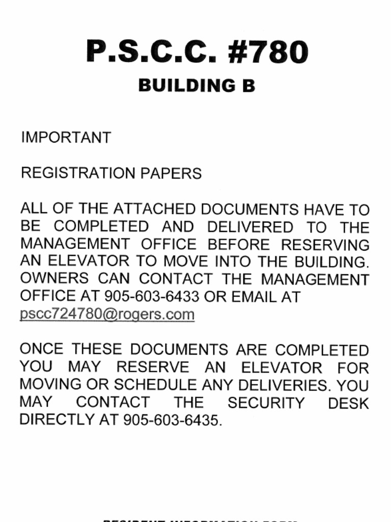 Ps Cc 780 Resident Information Sheets | PDF