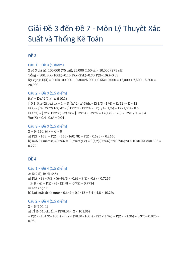 Giai de 3 Den de 4 Xac Suat Thong Ke | PDF